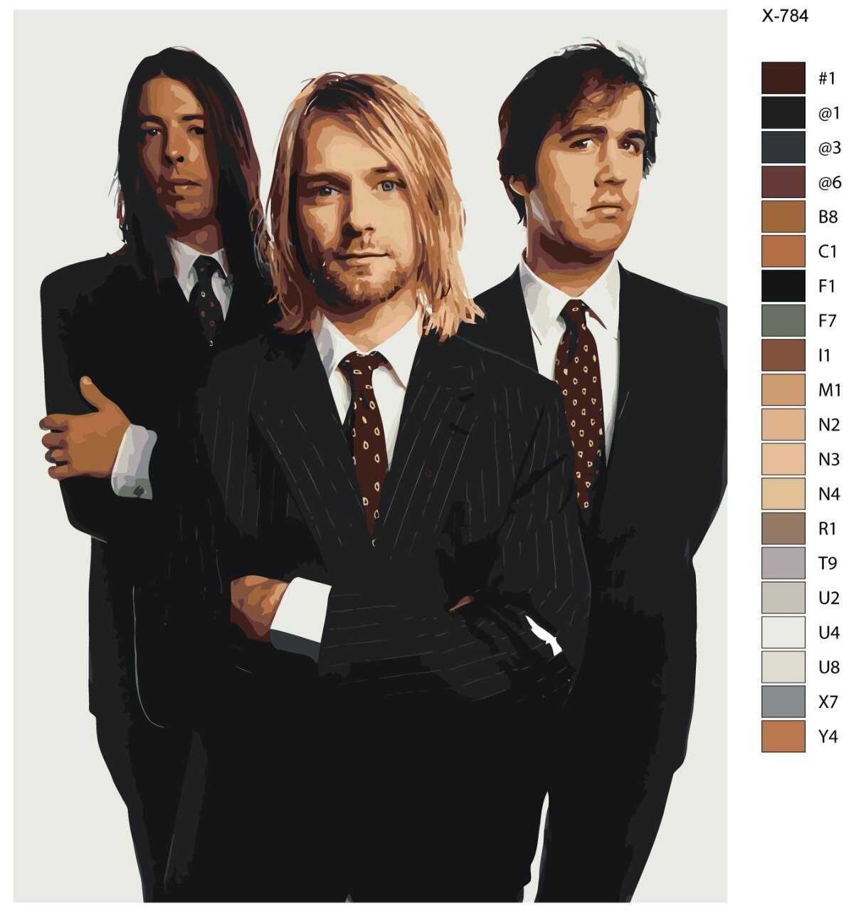 Картина по номерам X-784 "Рок-группа Nirvana" 80x100