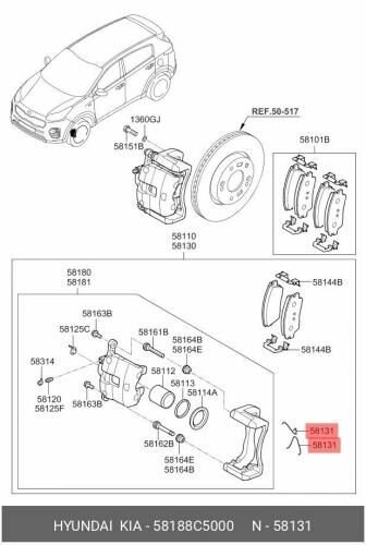 Скоба тормозного суппорта Hyundai / Kia (Mobis) 58188C5000