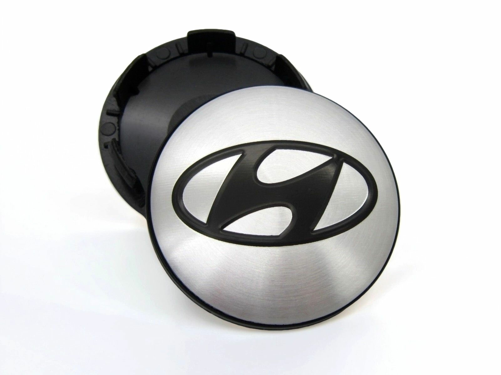 Колпачок заглушка на литой диск КиК Hyundai silver/black logo 62/55/10, 1шт.