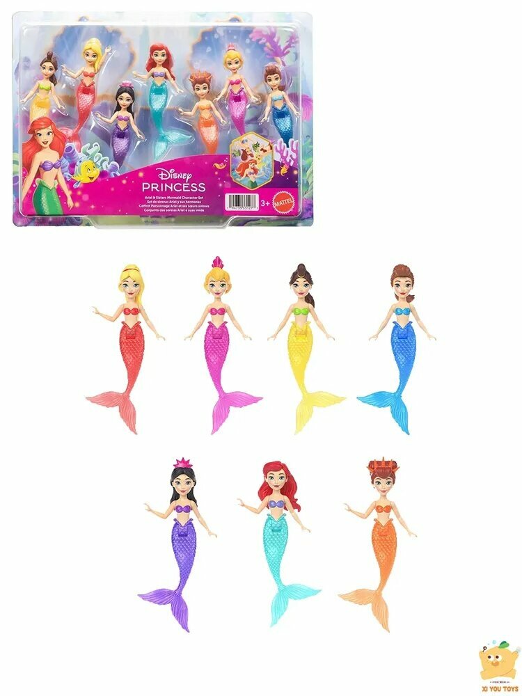 Disney Princess Ariel & Sisters Juego de Personajes de Sirena JHH01 / Набор Сказочных Персонажей Диснеевской Принцессы Ариэль И Ее Сестер Для Детей От 3 Лет И Старше