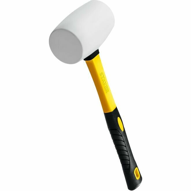 Киянка резиновая белая с фиберглассовой ручкой STAYER 450 г, Professional