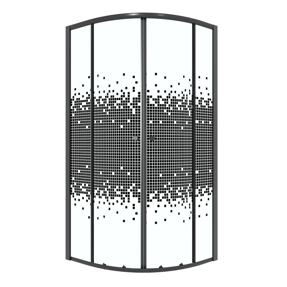 Душевое ограждение Niagara Eco NG-1007-14BLACK (90х90х190) четверть круга, раздвижное, черный, стекло мозаика,1 место