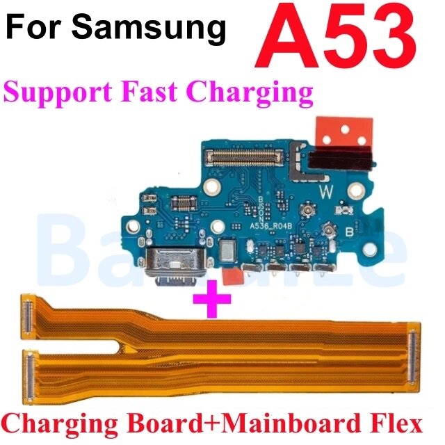 Плата зарядки + Mainboard Flex для Samsung A53, Цвет: 1set A53