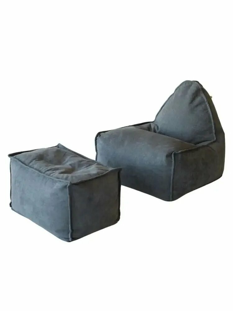 Bean-Bag Кресло-мешок Диван, Велюр натуральный, Размер XXXXL, темно-серый, серый