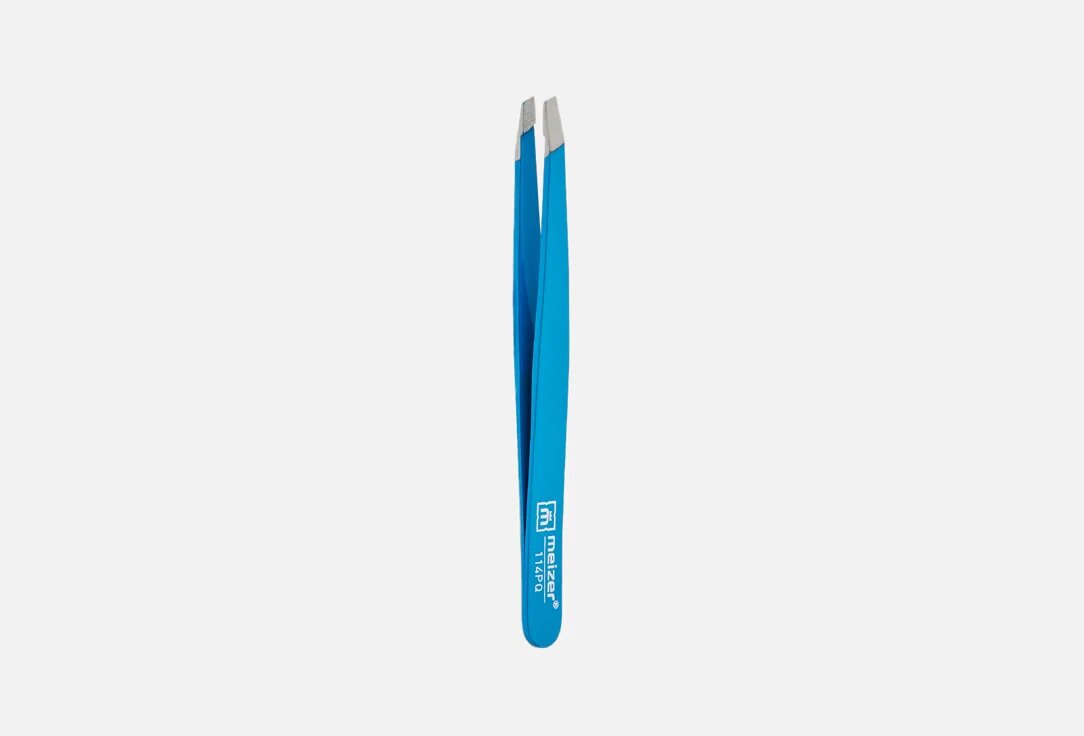 MEIZER 114 PQ blue Пинцет для бровей и ресниц Диагональный 1 шт