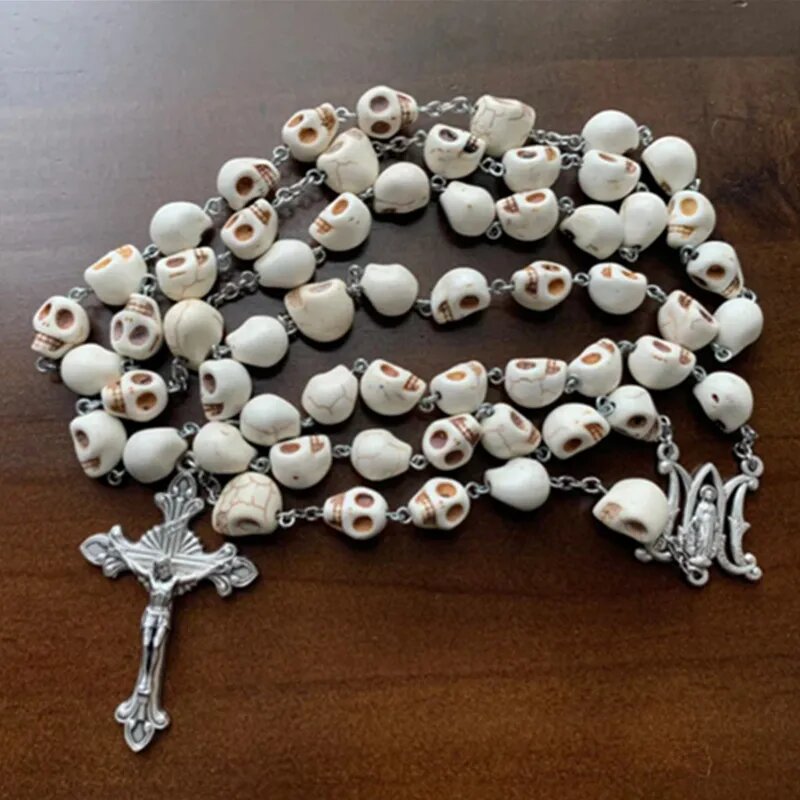 Католический Розарий из слоновой кости Howlite Memento Mori