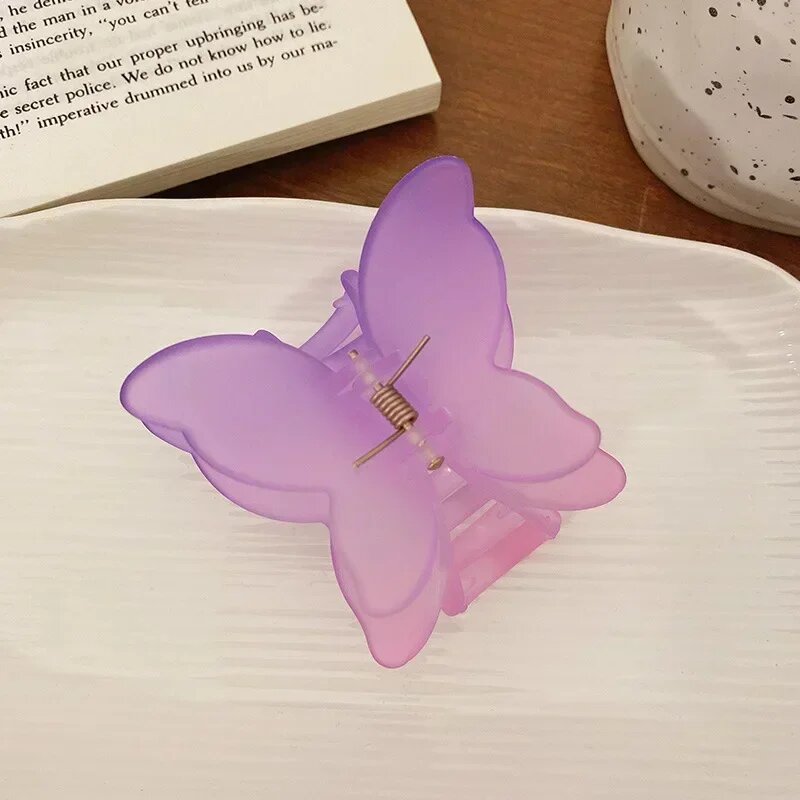 Пластиковая заколка для волос в форме бабочки Розовый, purple pink