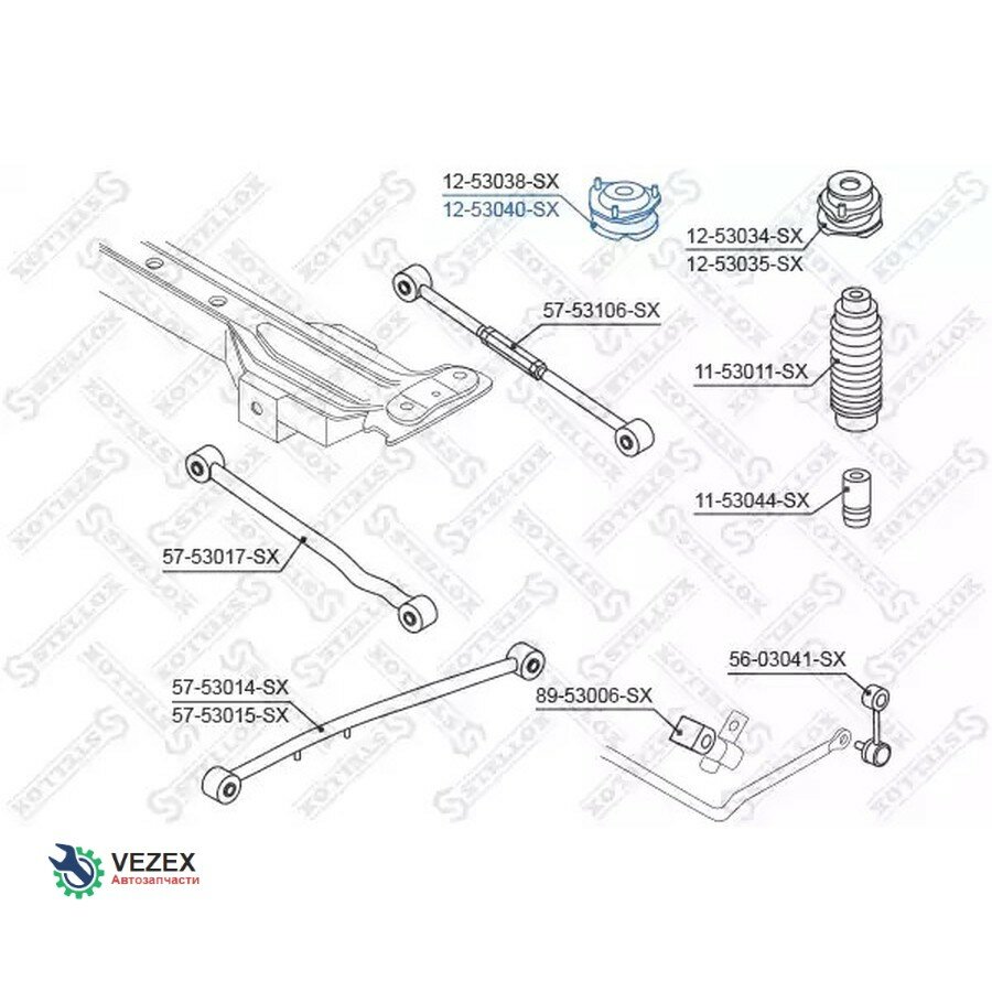STELLOX 1253040SX опора амортизатора заднего левого! VIN: 20000901>\ KIA Shuma 98-04