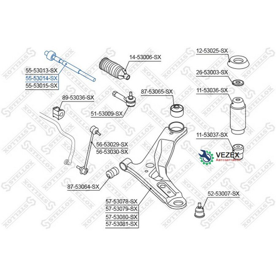 STELLOX 5553014SX тяга рулевая! без г/у VIN: 20040201>/с г/у\ KIA Picanto 04>