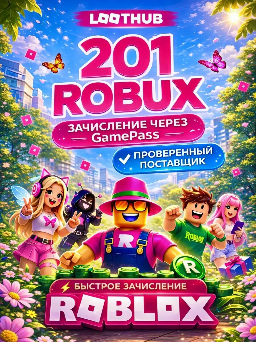 Подарочная карта GAMEPASS Roblox, 201 Робукс, 1 Робукс в подарок
