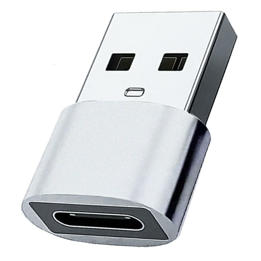 Переходник USB 2.0 (M) — Type C (F), Серебро