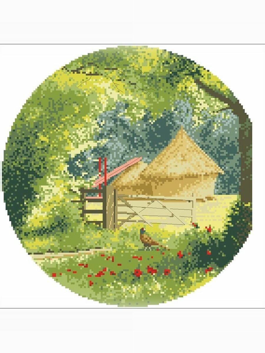 Bышивка крестиком для начинающих Amishop "Снопы сена", 18CT Aida, 20 x 20 см, 140 x 140 стежка, 23 цветов, 100% хлопок