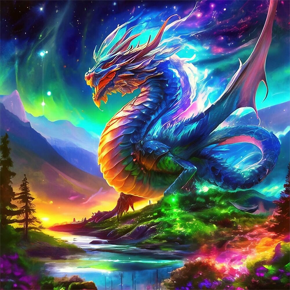 Набор для рисования с драконом, холст и акриловые краски, 40x40 см