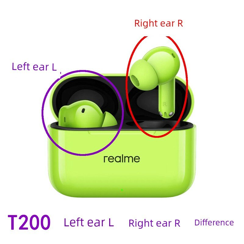 Realme Buds T200 Правый Наушник Замена, Зеленый Цвет, Одиночная Единица, Новый Состояние