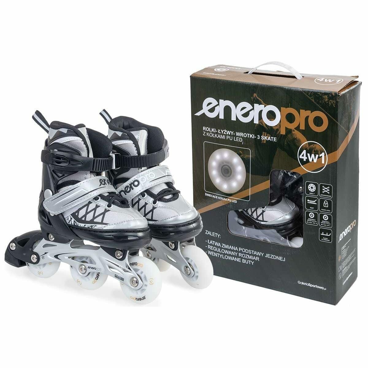 DECATHLON ролики Enero Pro 4в1 Led, черный/розовый/серый, 26/29