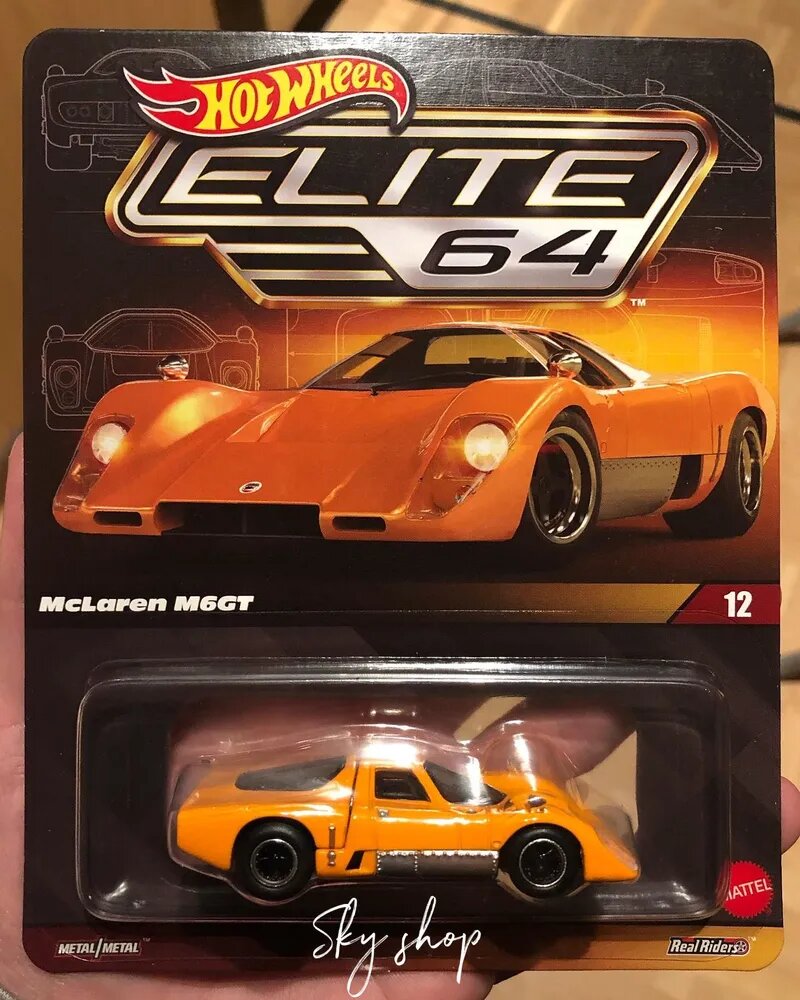 Машинка Hot Wheels Elite 64 McLaren M6GT, масштаб 1/64, металл