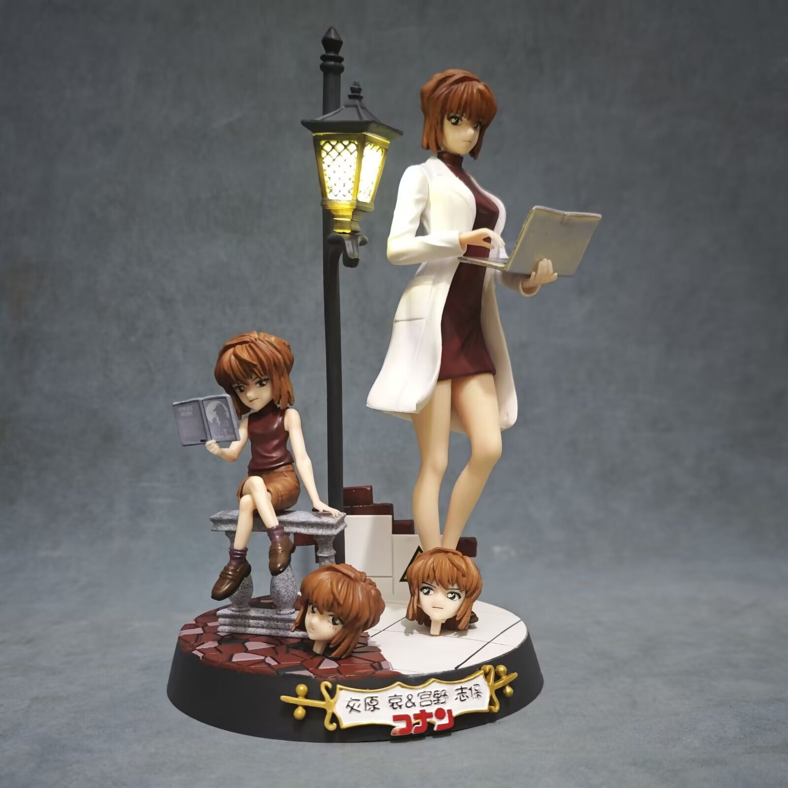 Фигурка Detective Conan Синичи Кудо и Конан Эдогава, коллекционная модель PVC с декором улицы, в фирменной коробке