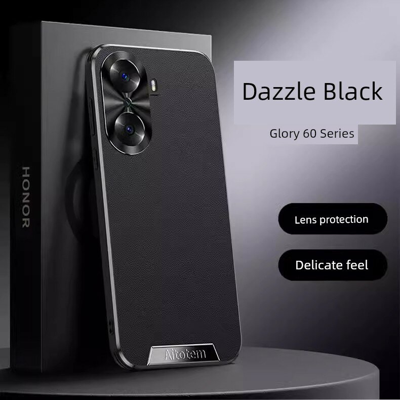 Чехол для Honor 60 Pro с металлической линзой, звездной арт-текстурой, амортизацией по краю, матовым покрытием в черном