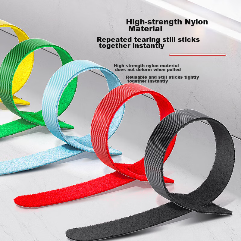AMPCOM Velcro Cable Ties, Cat Eye Back-To Desk Cable Organizer, Computer Storage Fixing Wire Management Strap 180*13mm, Six Colors AMZD613180