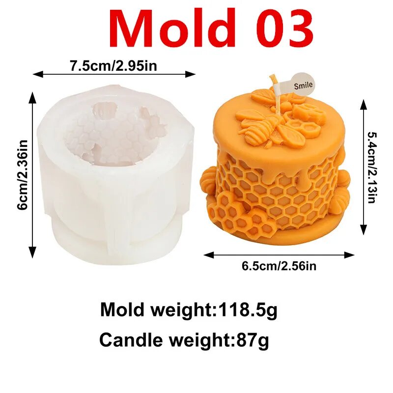 Силиконовая форма для свечей «Пчелиные соты» Mold 03