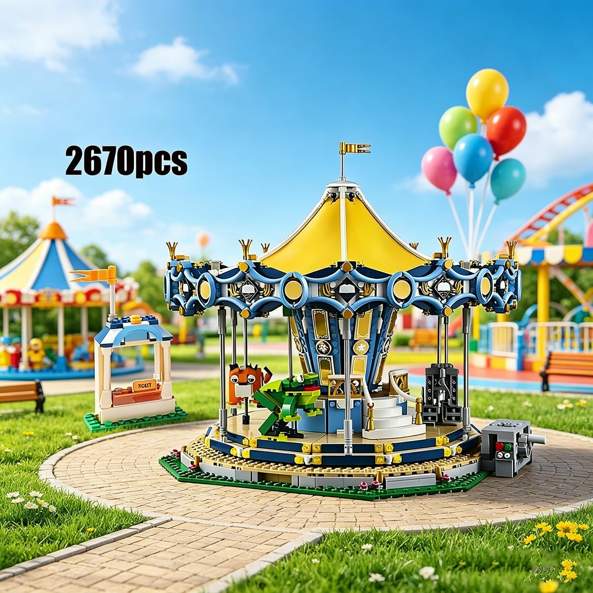 Конструктор Карусель, 2670 деталей, Подвижная механическая модель, Для сборки, Декор интерьера, Подарок на Новый год/День рождения подвижная карусель механический конструктор подарочная модель