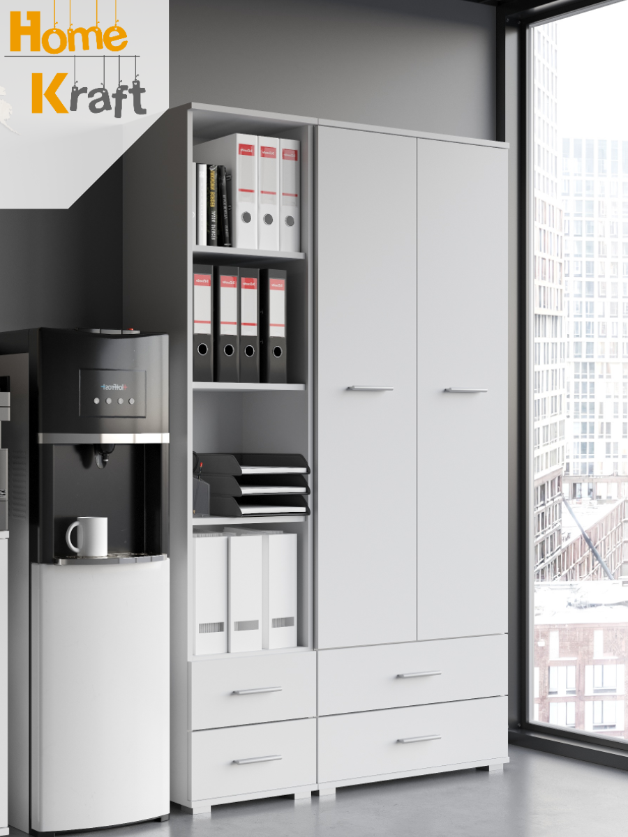 Шкаф-пенал с ящиками Home Kraft NOVA, Белый матовый, ЛДСП, 69х180х34 см — фото 1
