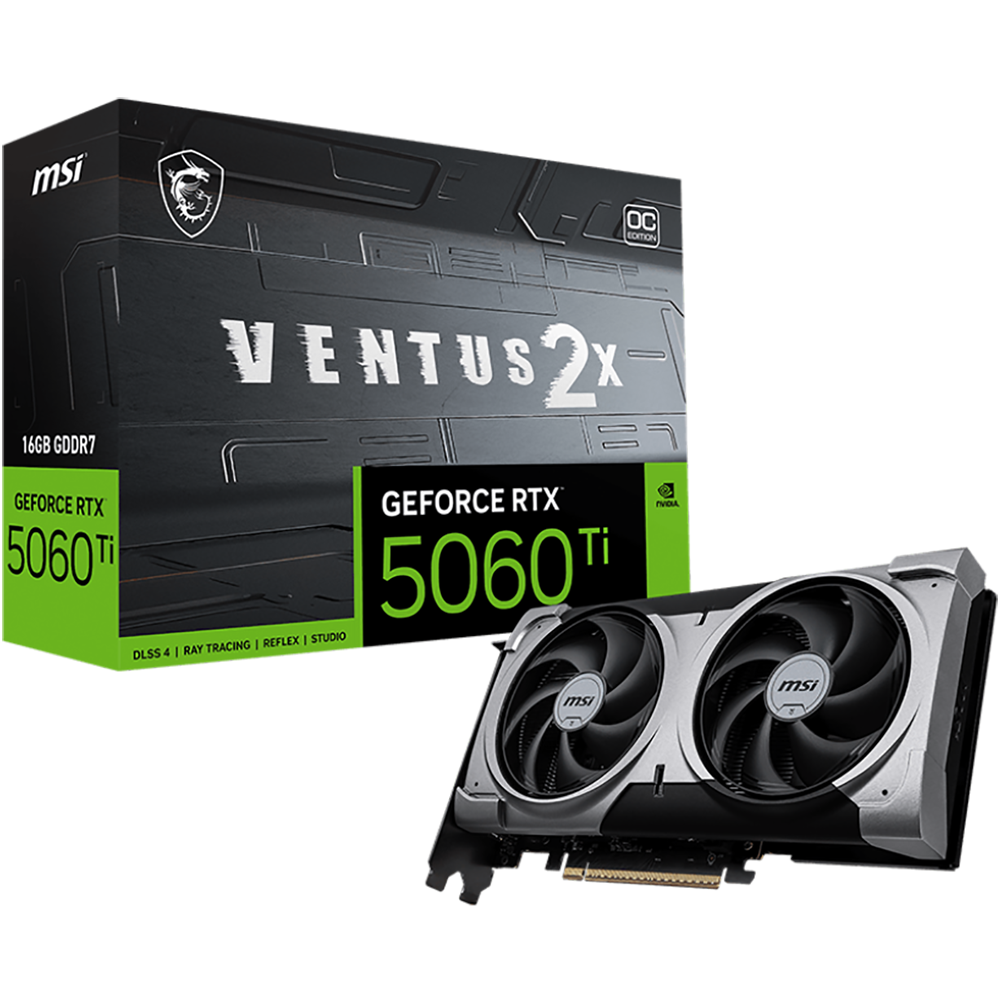 Видеокарта MSI GeForce RTX 5060 Ti 16 ГБ (GeForce RTX 5060 Ti 16G VENTUS 2X OC PLUS)