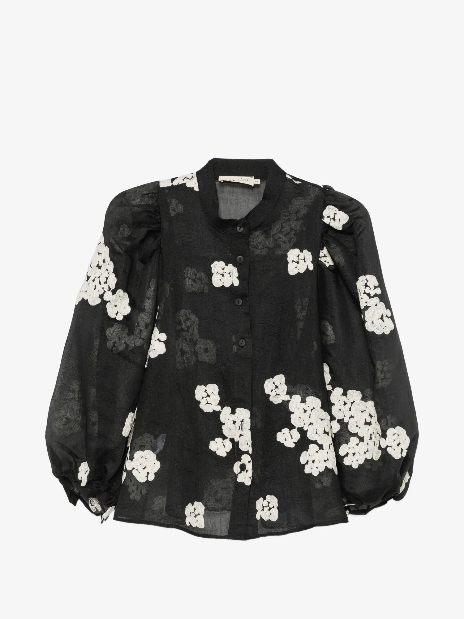 Рубашка Floral-embroidered puff-sleeve shirt