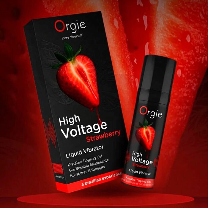 Гель для массажа «High Voltage Strawberry» с усиленным эффектом вибрации, клубника, 15 мл