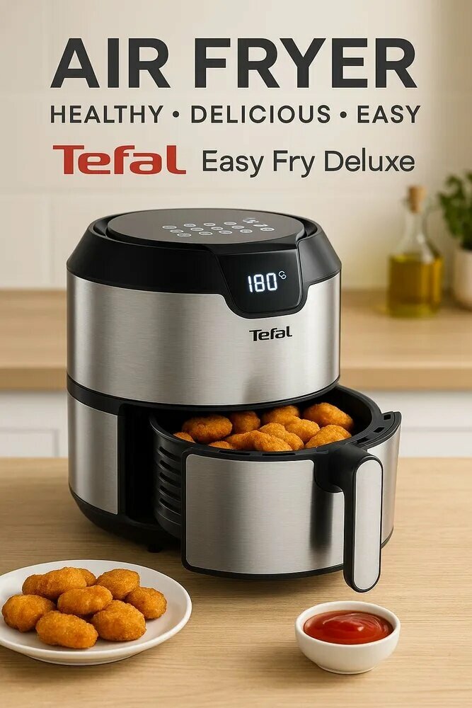 Tefal Аэрогриль Tefal Easy Fry Deluxe EY401D, серебристый
