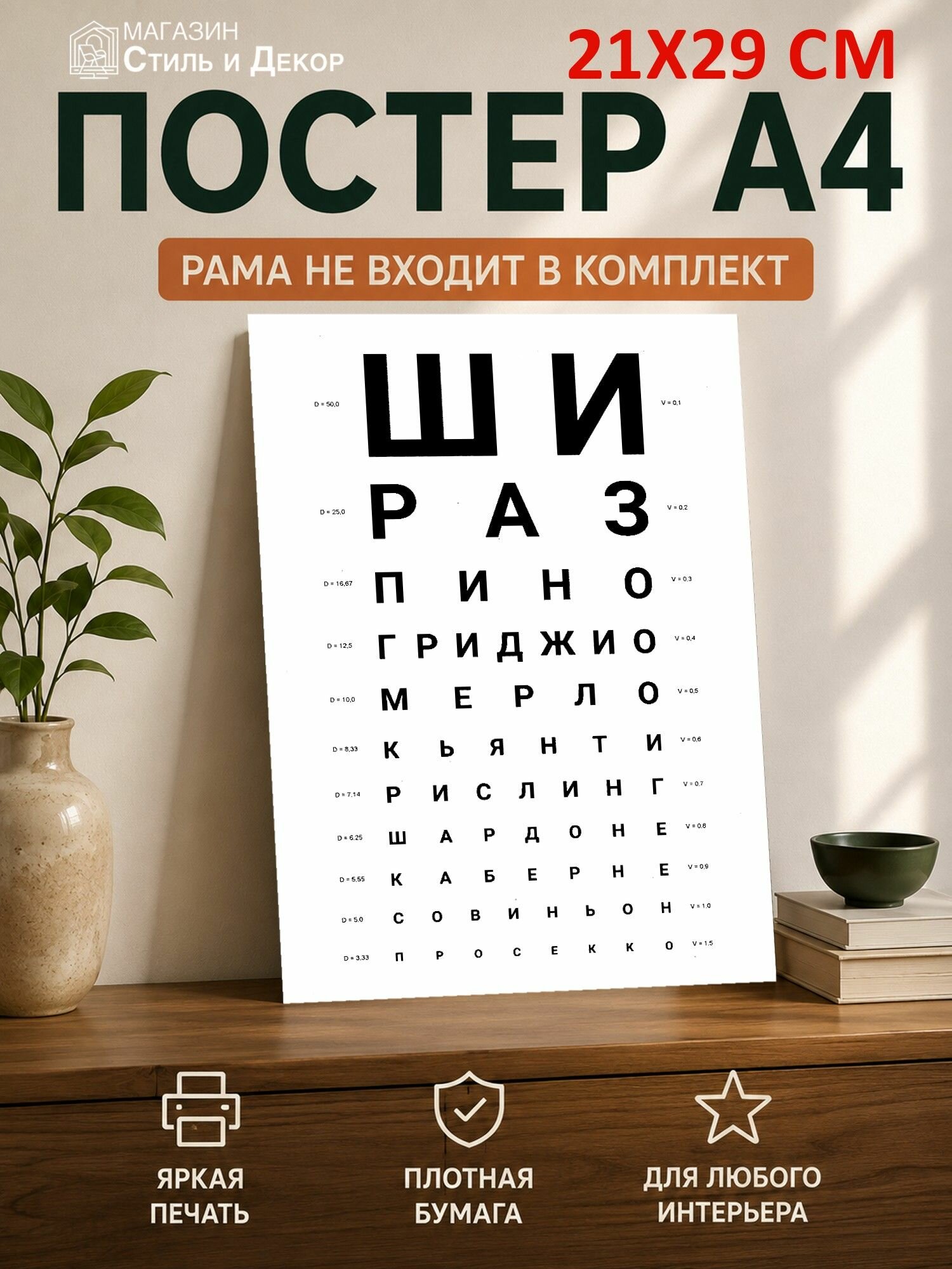 Постер Проверка зрения Сомелье Плакат А4 (21х30)