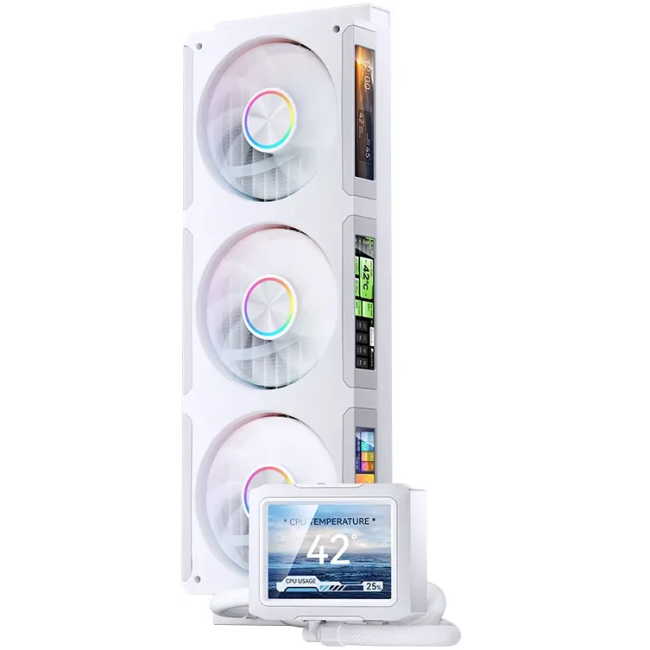 TF3-360SCW СВО JONSBO LGA 2011/1851/1700/1200/115X/AM4 ( TDP 320W, ARGB FAN and PUMP, PWM, TRIPLE FAN 120mm, белый) RET — фото 1