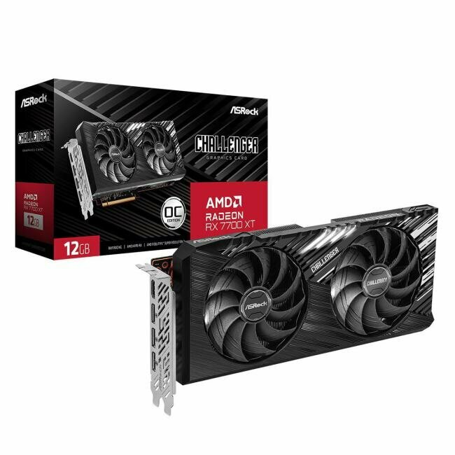 ASRock Challenger RX7700XT CL 12GO (RADEON RX 7700 XT) 12 Гб, GDDR6, 192 бита, PCI Express, 3xDP,1xHDMI