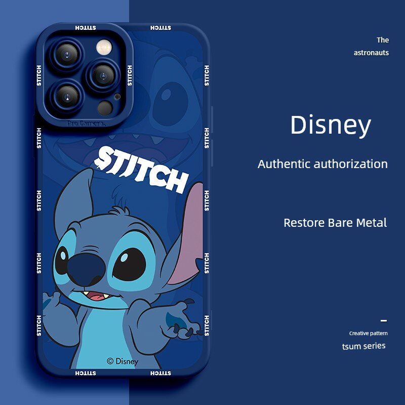 Силиконовый чехол для iPhone 16 Pro с дизайном жеста руки, тема Стич Беби Блю, глазчатый узор, защита объектива