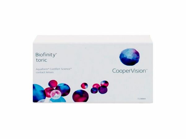 Астматические контактные линзы плановой замены Biofinity Toric 3 шт. (BC 8,7; PWR -4,00/CYL -0,75/AX 70)