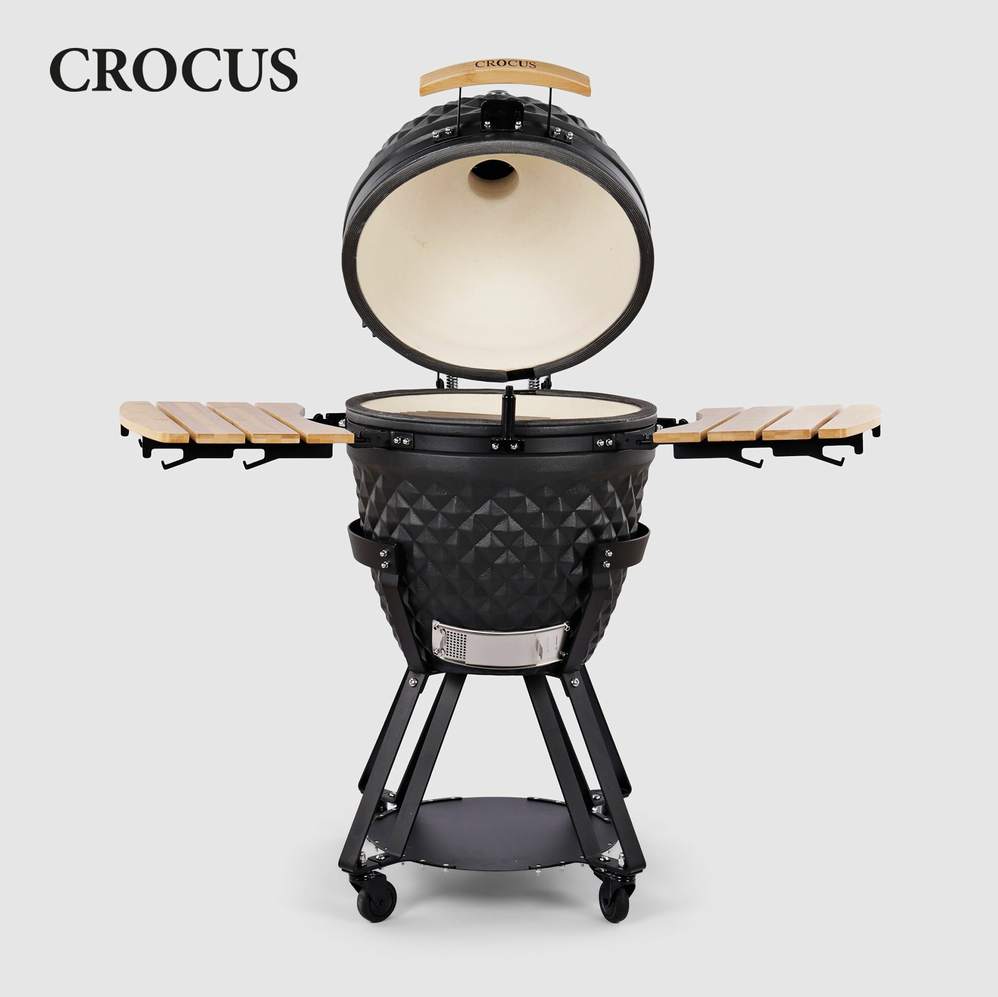Гриль угольный камадо Crocus Rock 54 см/21 дюйм чёрный 126,5х73,5х118 см