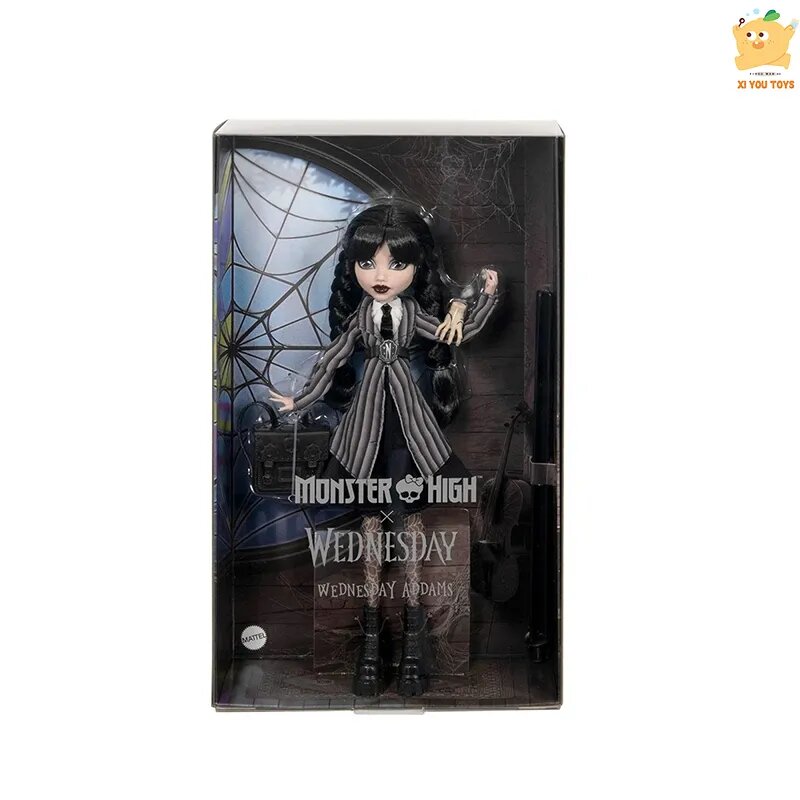 Коллекционная Кукла Mattel Monster High Wednesday Addams / Кукла Школа монстров с шарнирной конструкцией, набор кукол в школьной форме Wednesday Black для детей от 6 лет