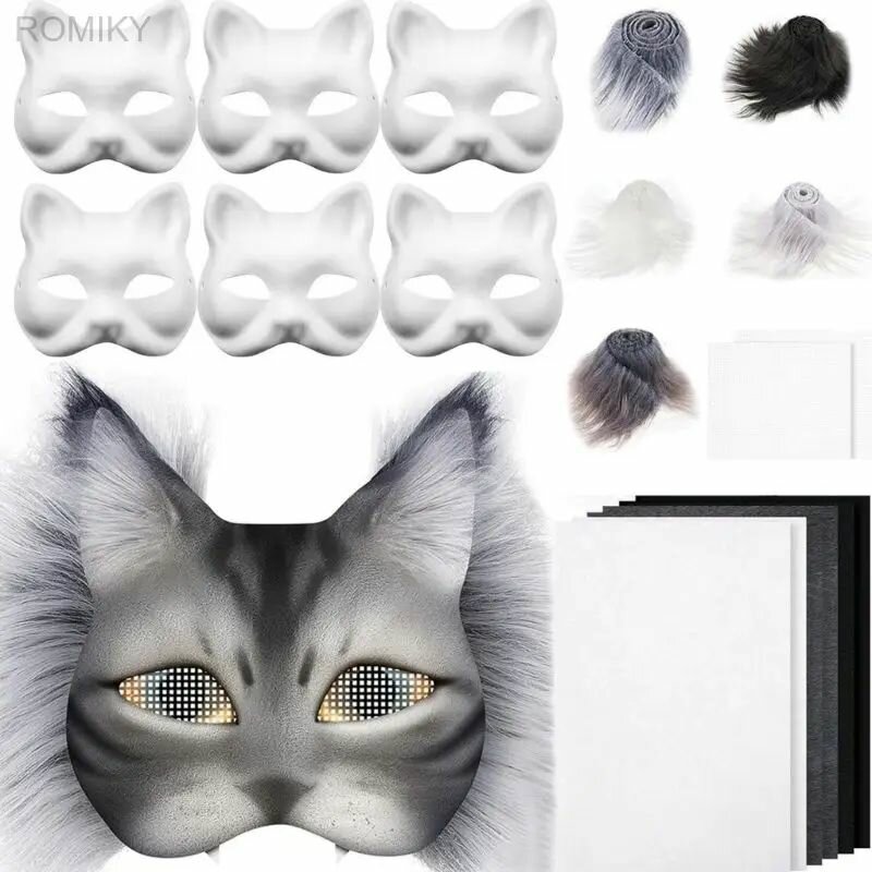 Маска для лисиц и кошек Therians Kit с сеткой глаз DIY Costume