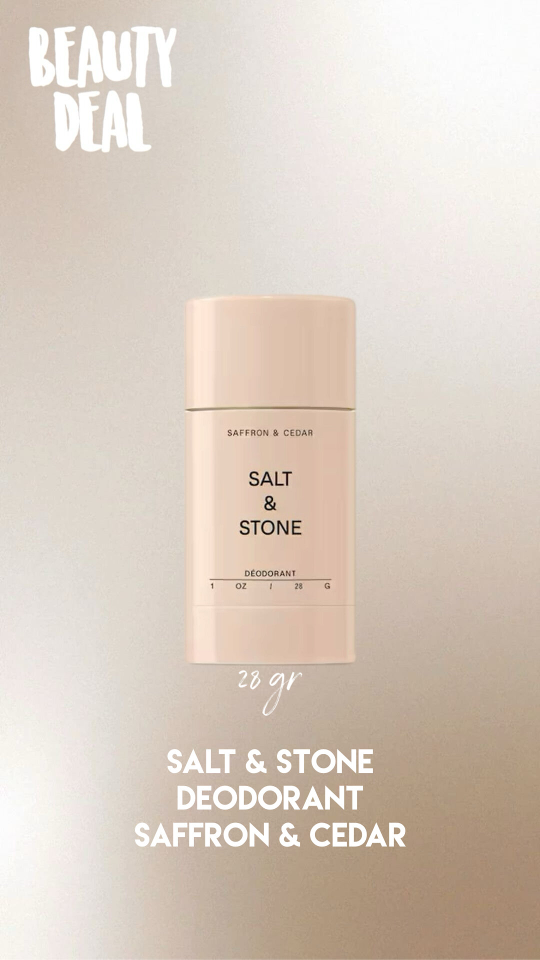 Salt & Stone, натуральный дезодорант, Saffron & Cedar, 28 гр