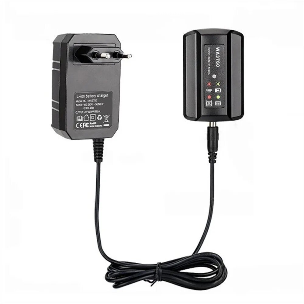 Зарядное устройство WA3760 для литиевых батарей Worx 20V WA3551 WA3572 WA3550 WA3553 WG629 WA3860 WA3760 WA3880 с вилкой европейского стандарта.