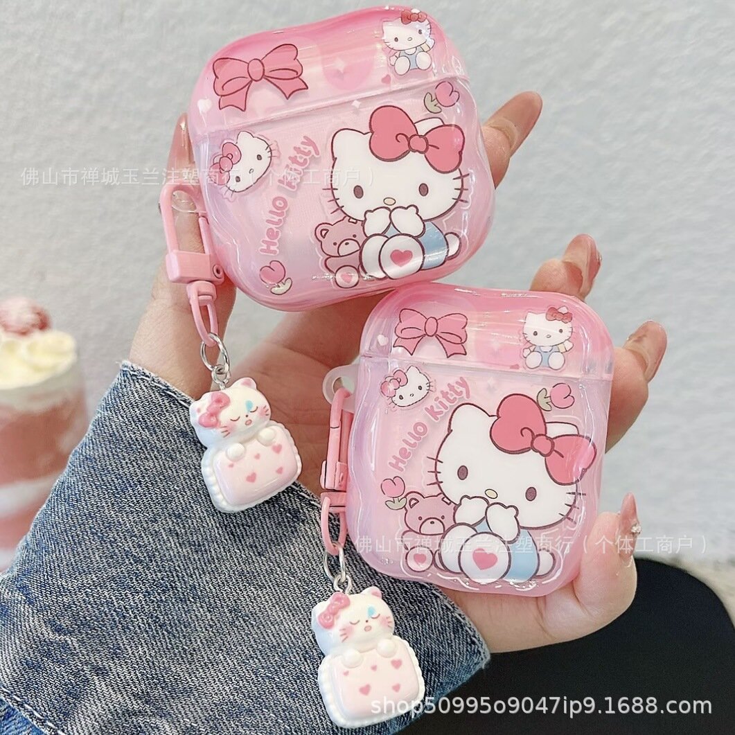 Защитный мягкий чехол Hello Kitty для наушников Apple AirPods 4-го поколения и AirPods Pro 3-го поколения