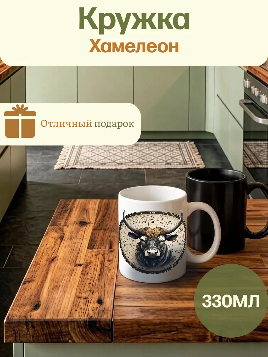 Кружка Хамелеон Агрессивный Бык Животное