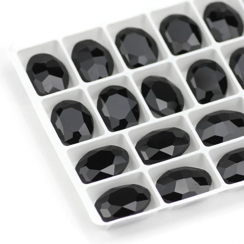 Стеклянные стразы AB овальной формы Черный, 8x10mm 50pcs, 44black