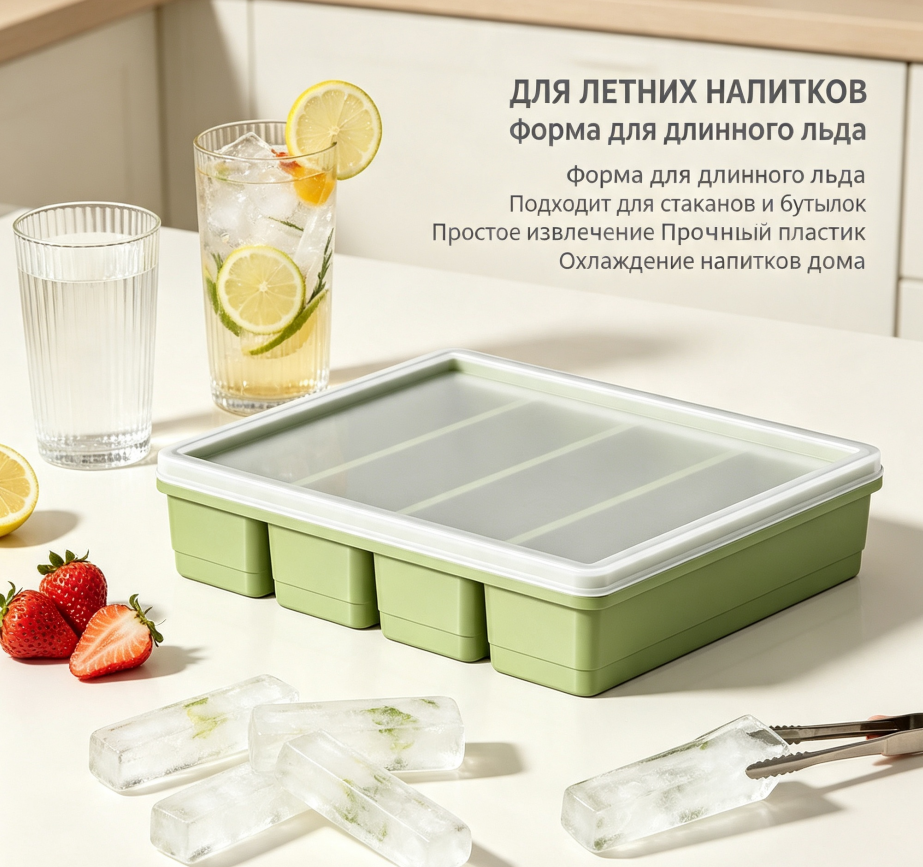 Силиконовая форма для льда с крышкой, легко вынимается лед, идеально для летних напитков
