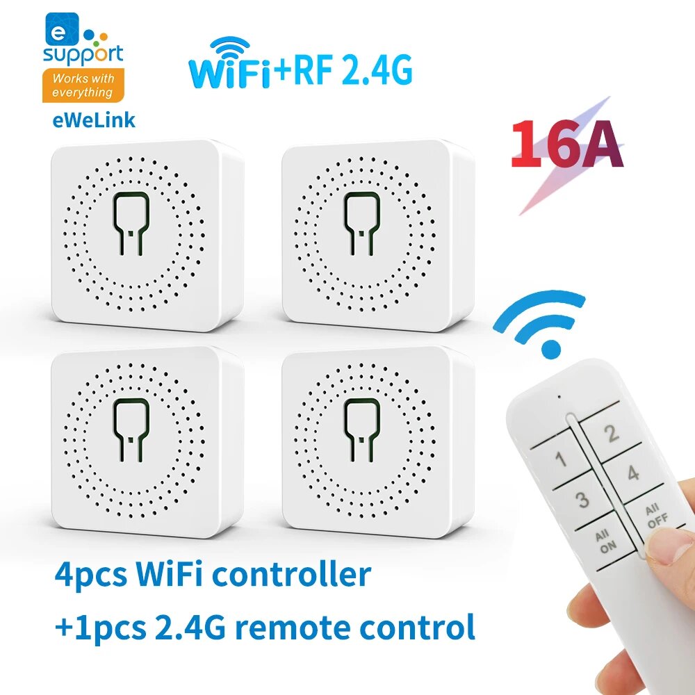 Wi-Fi выключатель sixwgh WHD02 4Receiver 1Remote