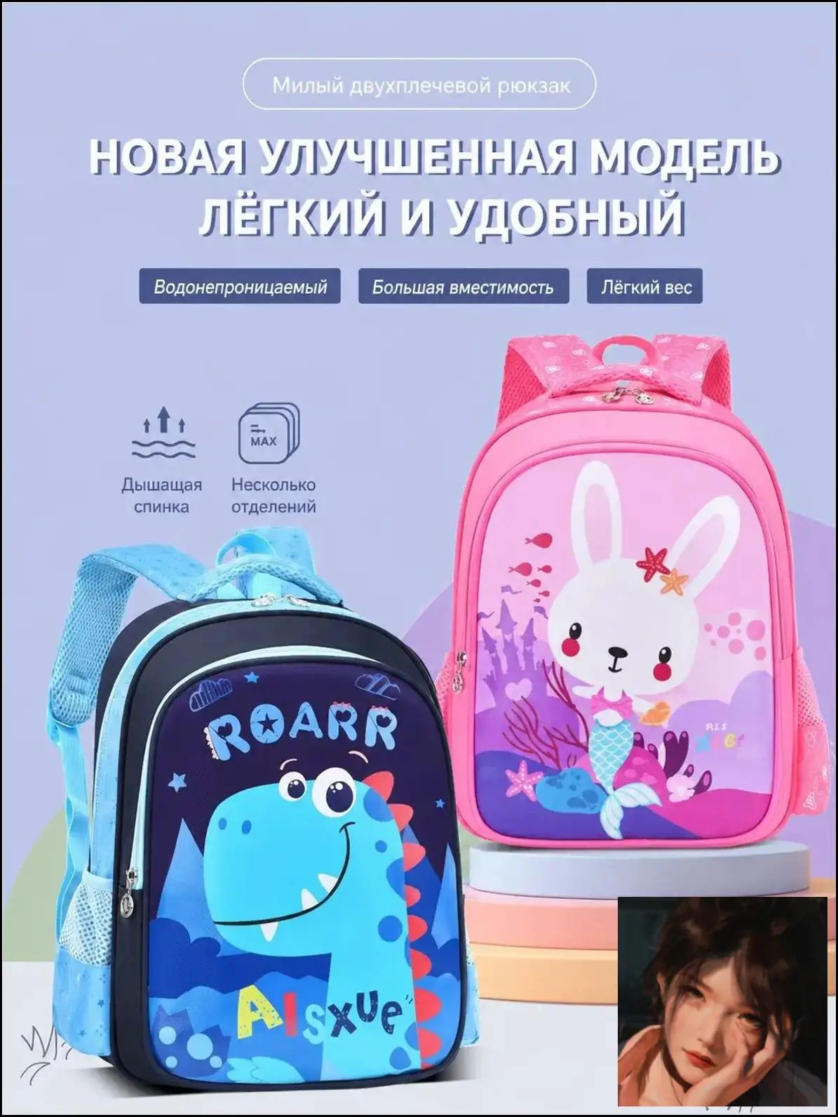 Рюкзак школьный для мальчиков синий с водоотталкивающей пропиткой, нейлон, боковой карман для бутылки, формат А4, средни — фото 1