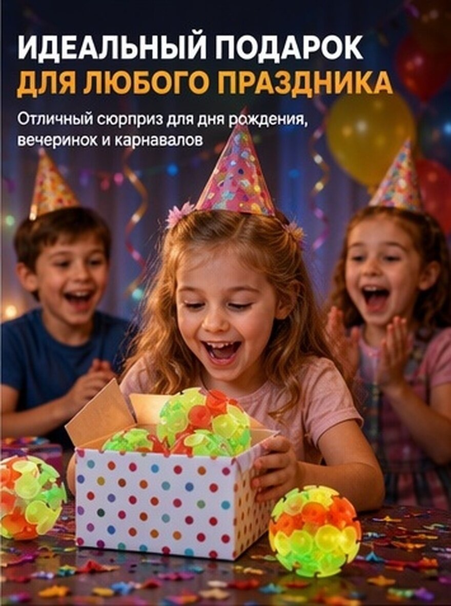 9 Шт Детские Присоски Игрушки Светящиеся Более Яркие Мультицветные 6.00X6.00X6.00CM