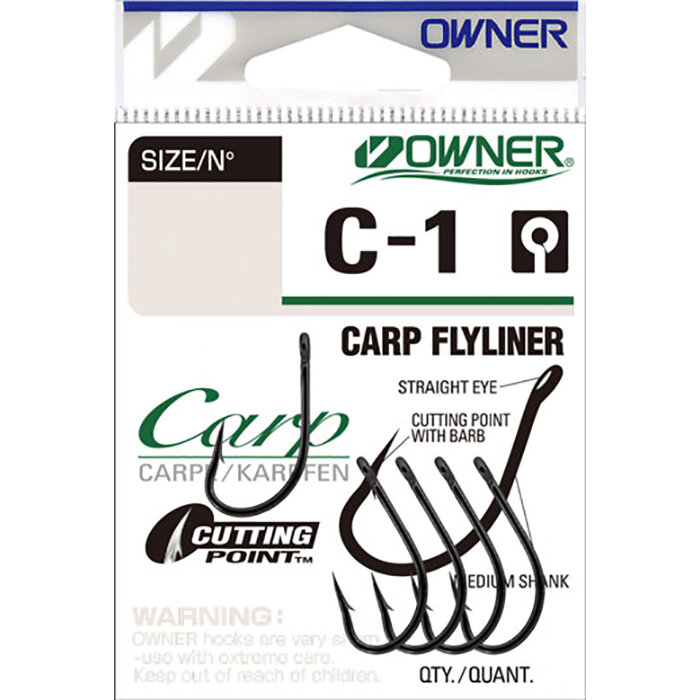 Крючки одинарные OWNER 53261 (C-1) Carp Flyliner BC #04 (5 шт/уп)