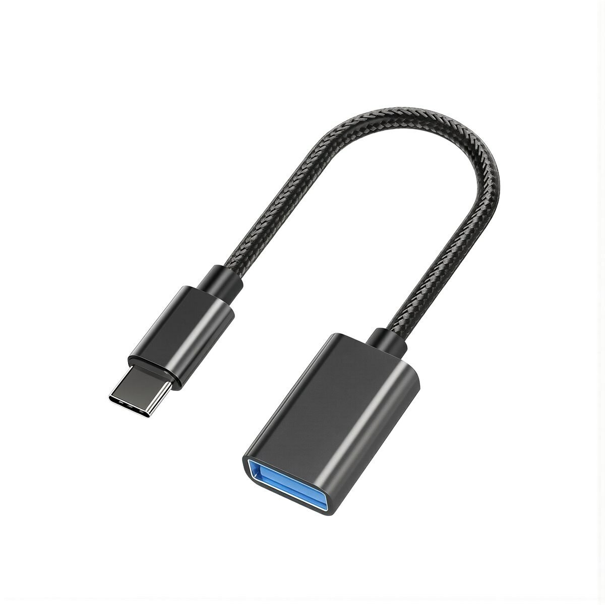 OTG переходник с портом Type-C на USB 2.0 нейлоновая оплетка малогабаритный подходит для всех гаджетов поддержка разных периферийных устройств