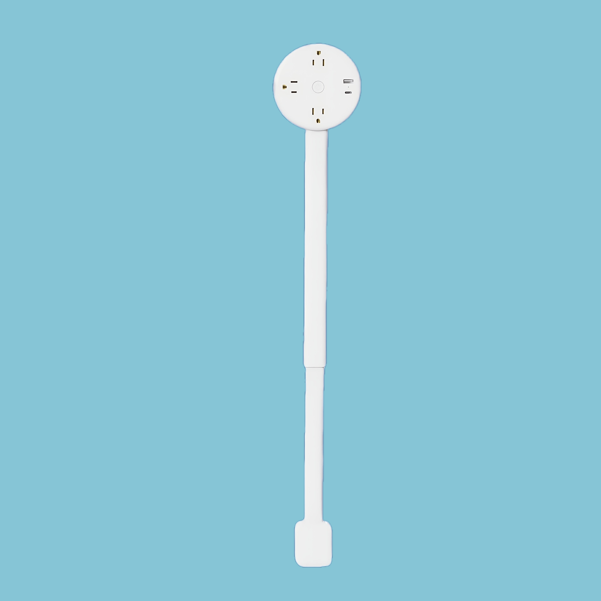Разветвитель электрической розетки с USB-A, USB-C и 3 розетками переменного тока, регулируемая длина 18,5–26,4 дюйма, поворот на 180°, Тип B (стандарт США)
